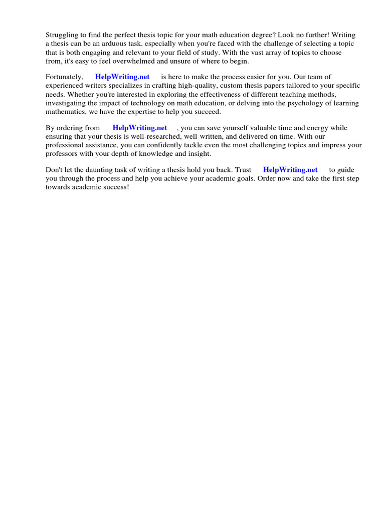 Thesis Topics For Math Education | PDF | Career & Growth | Social Science