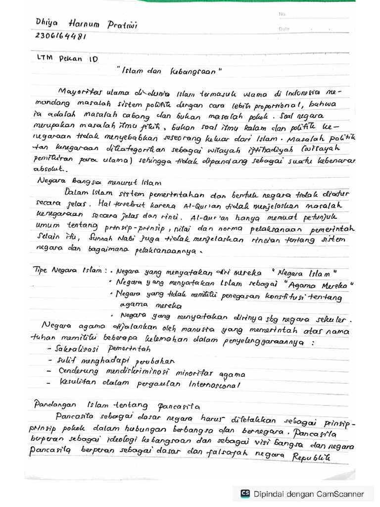 LTM 10 - Dhiya Harnum P - Agama Islam - UI | PDF