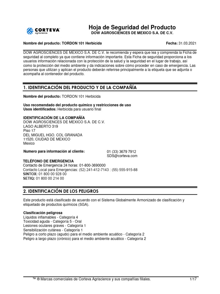 Tordon 101 - Es | PDF | Agua | Combustión