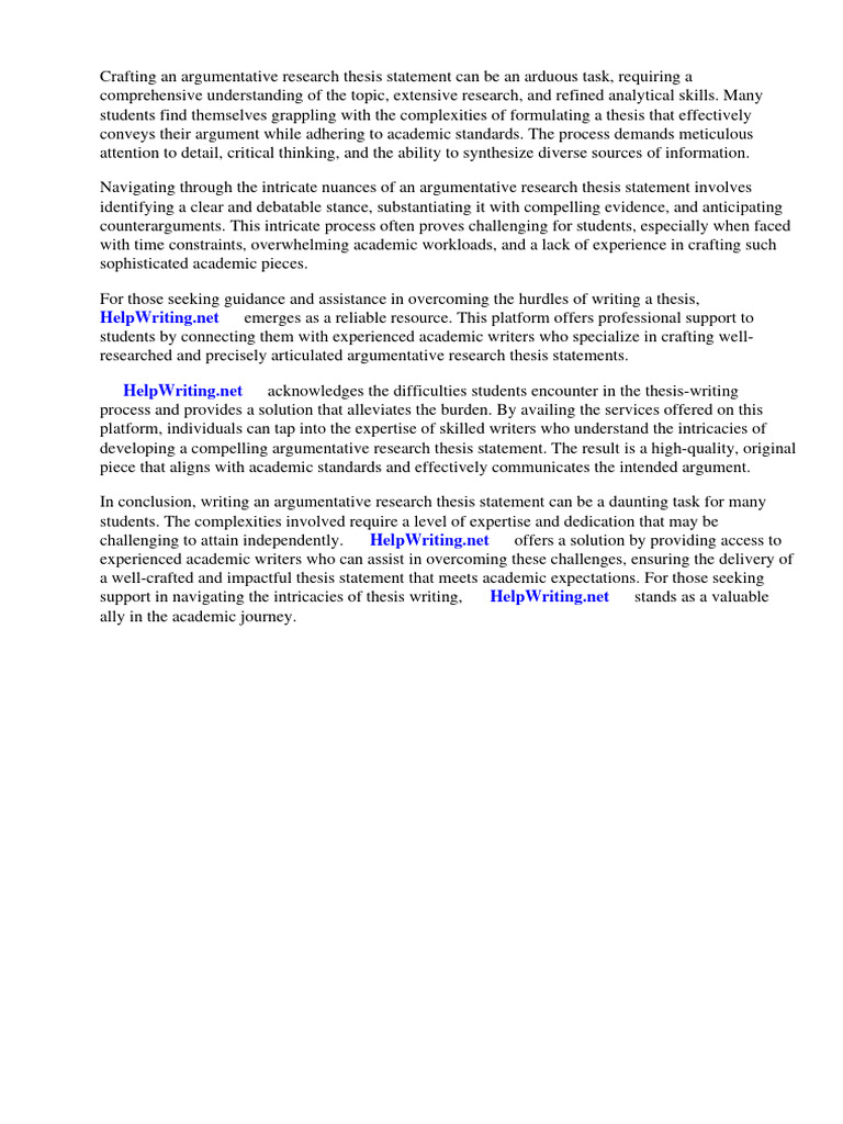 Argumentative Research Thesis Statement Examples | PDF | Essays | Thesis