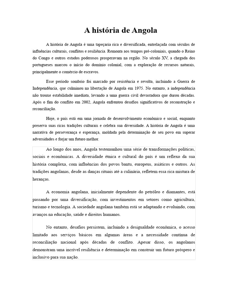 História e Evolução de Angola | PDF | Turismo