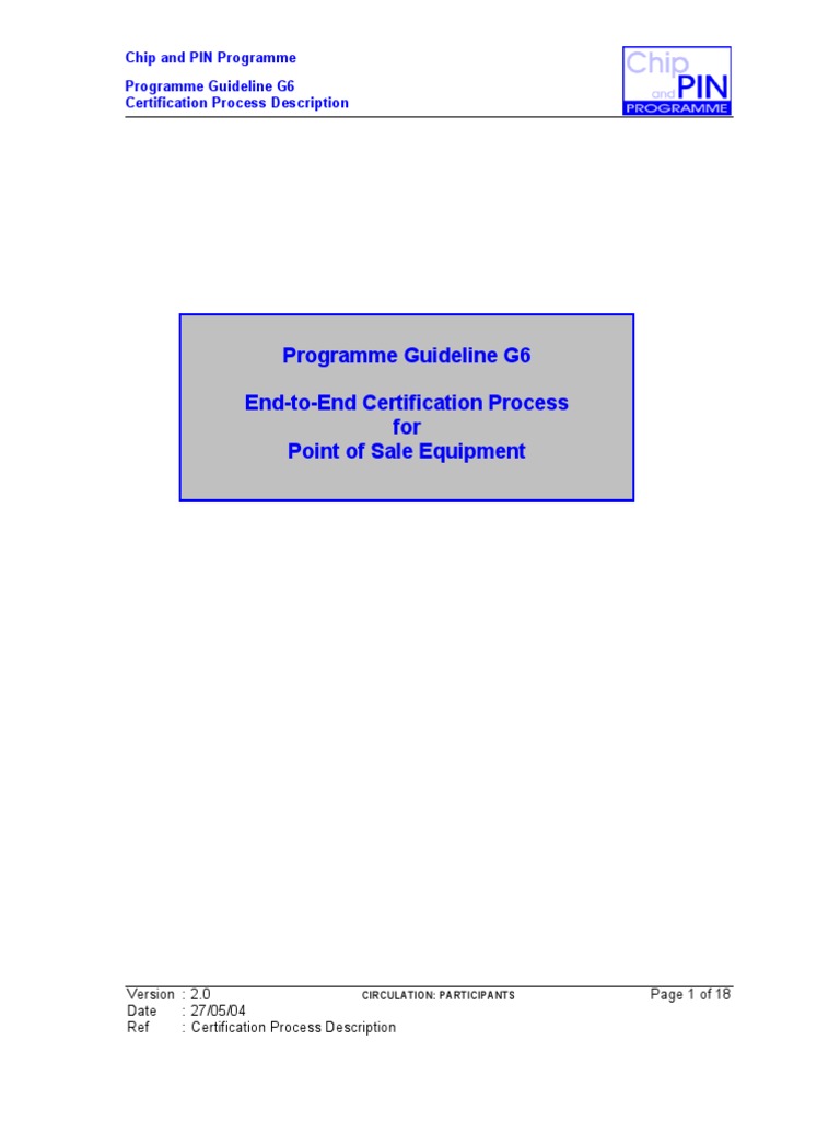 Guideline G6 Certification Process v2 0 | PDF | Emv | Point Of Sale