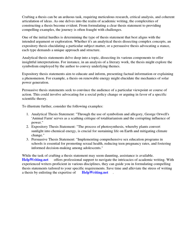 Types of Thesis Statement Examples | PDF | Essays | Thesis