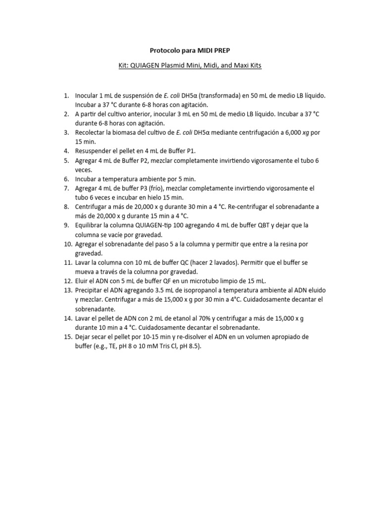 Protocolo para MIDI PREP | PDF