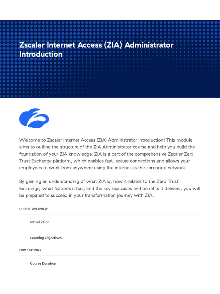 Zscaler Internet Access (ZIA) Administrator Introduction Student Guide | PDF | Cloud Computing ...