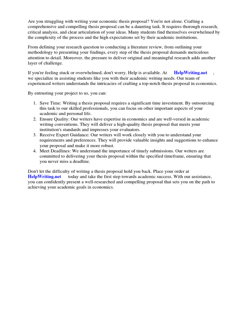 Economic Thesis Proposal Example | PDF | Thesis | Economics