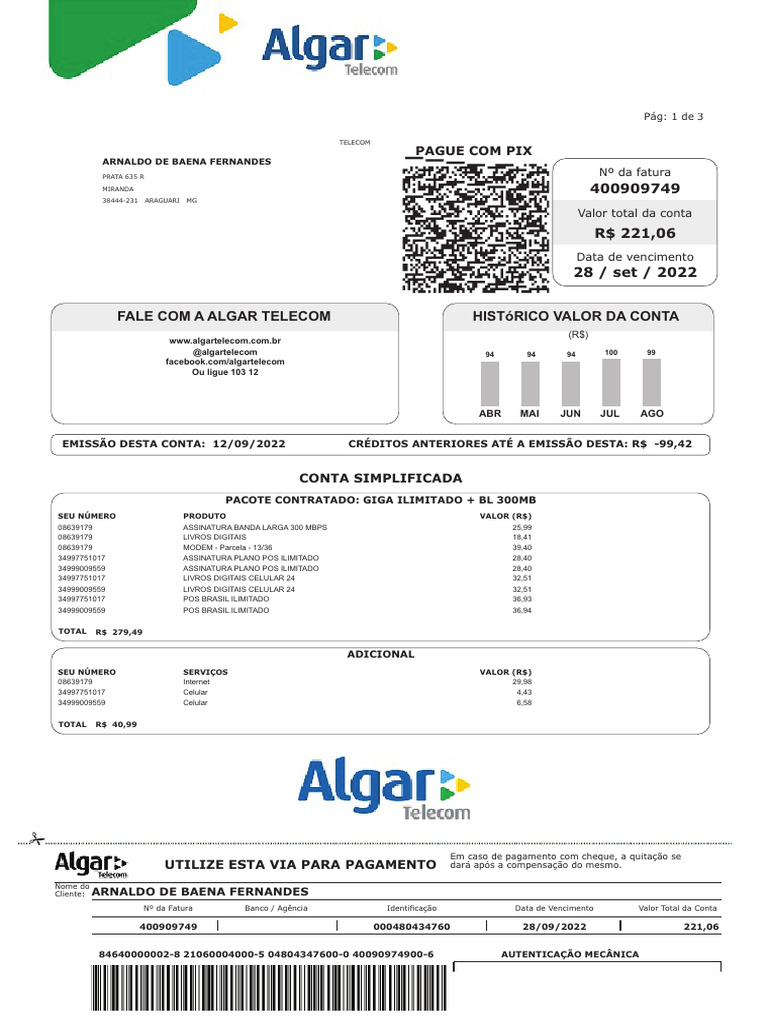 Fatura | PDF | Indústrias de serviços | Telecomunicações