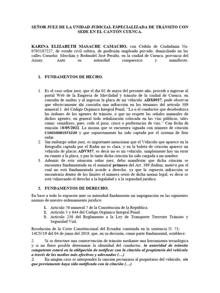 Impugnacion Karina Masache | PDF | Debido al proceso | Justicia