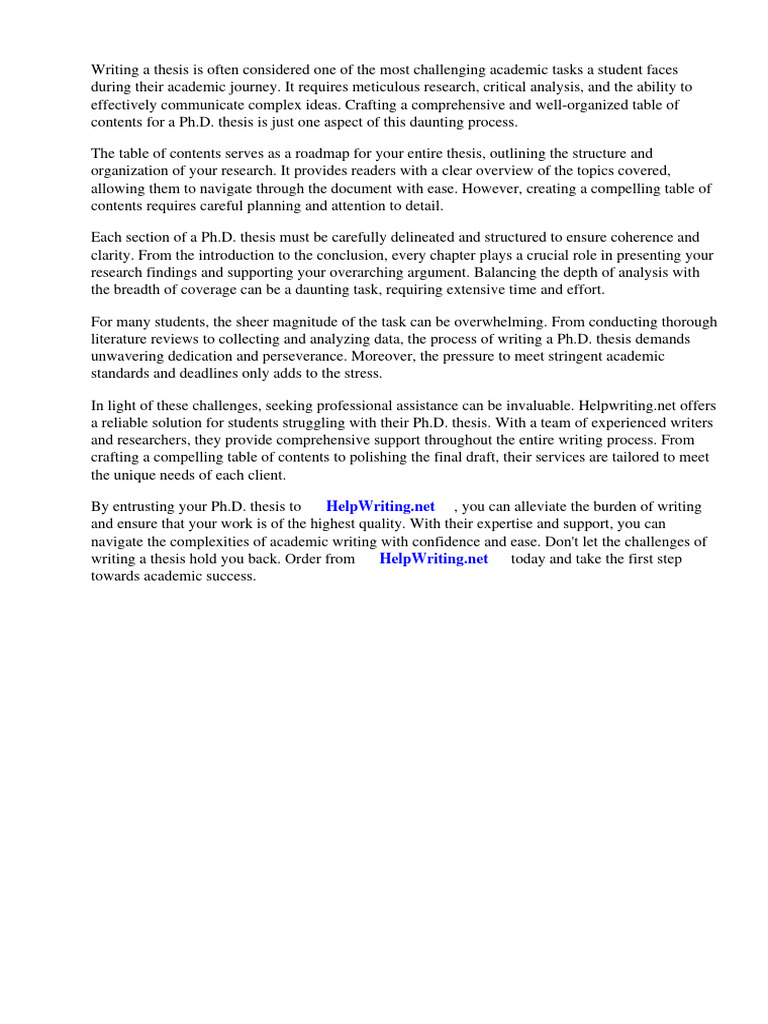 Sample Phd Thesis Table of Contents | PDF | Thesis | Deep Learning