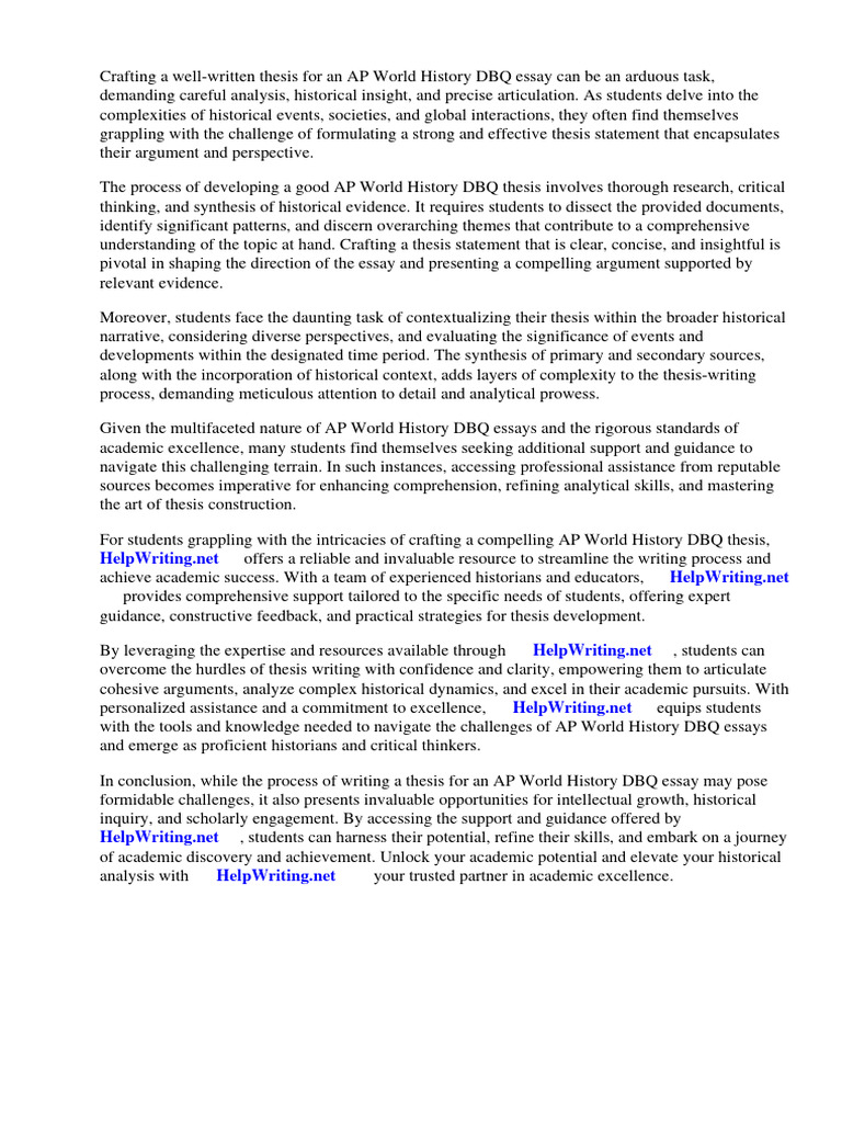 AP World History DBQ Thesis Guide | PDF | Essays | Thesis