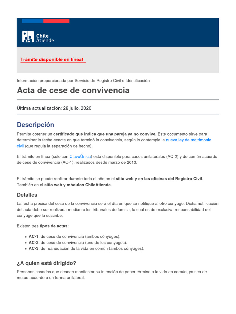 Acta de Cese de Convivencia | PDF