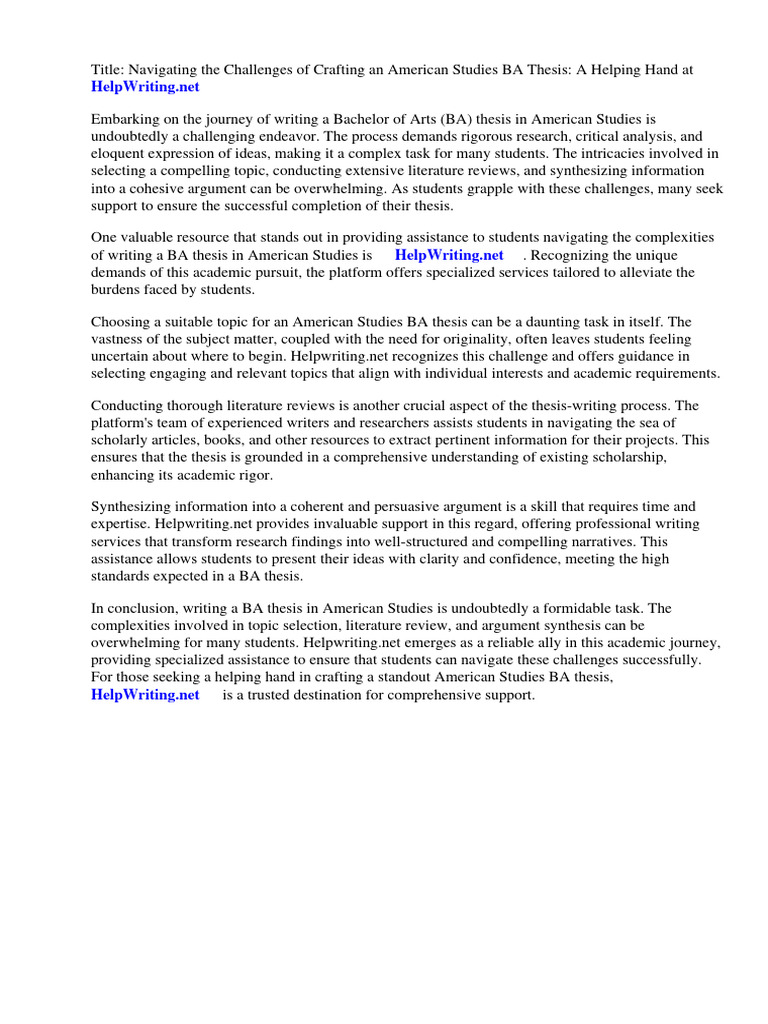 American Studies Ba Thesis Topics | PDF | Thesis | Corporate Social ...