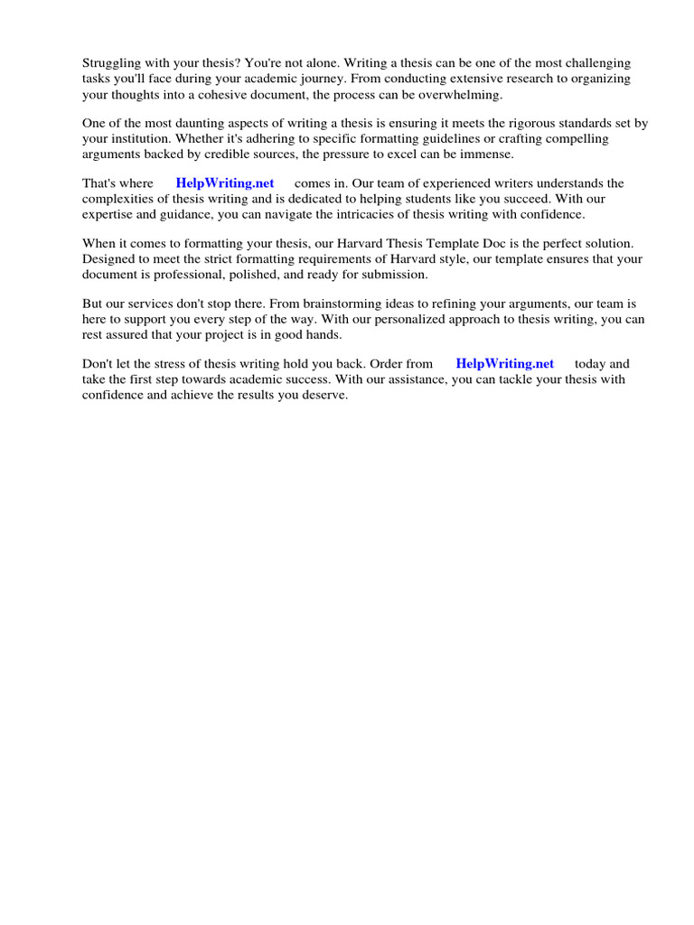 Harvard Thesis Template | PDF | Thesis | Apa Style