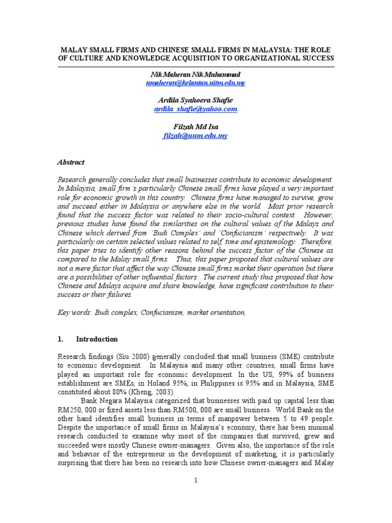 030 Malay Vs Chinese Culture Attitude and COMPANY Performance | PDF ...