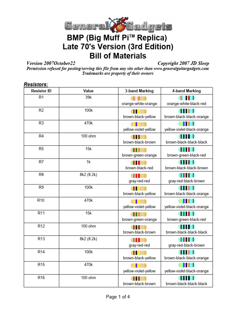 GGG BMP l70 Bom | PDF | Electricity | Electrical Components