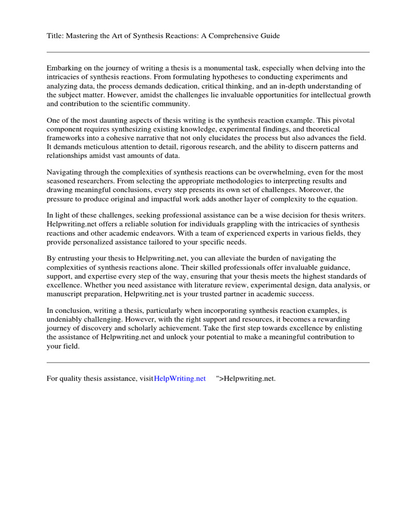 Synthesis Reaction Example | PDF | Chemical Reactions | Chemical Substances