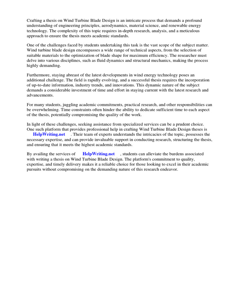 Wind Turbine Blade Design Thesis Pdf