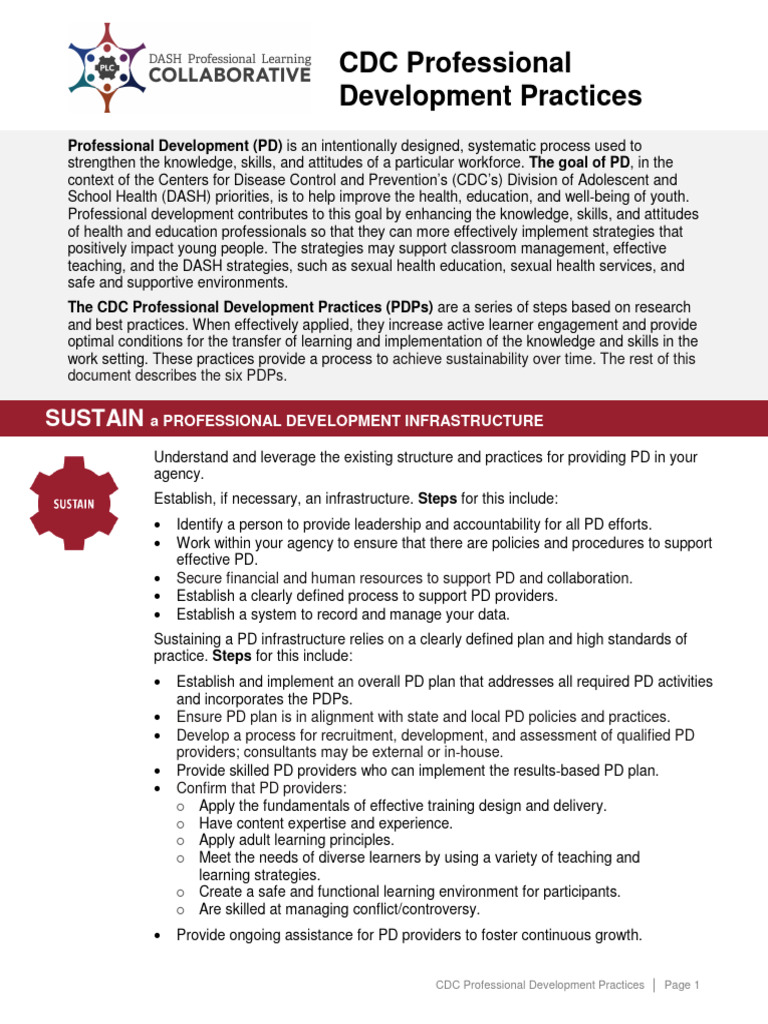 CDC Professional Development Practices | PDF | Learning | Preventive ...