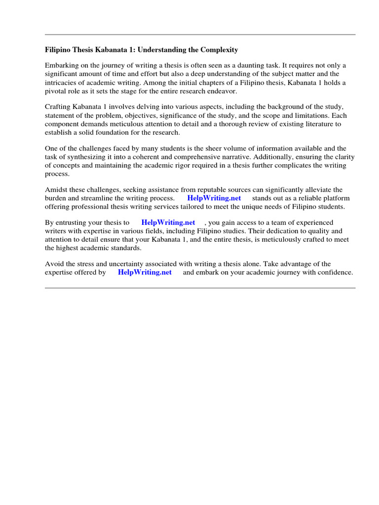 Filipino Thesis Kabanata 1 Guide | PDF | Tagalog Language | Human ...