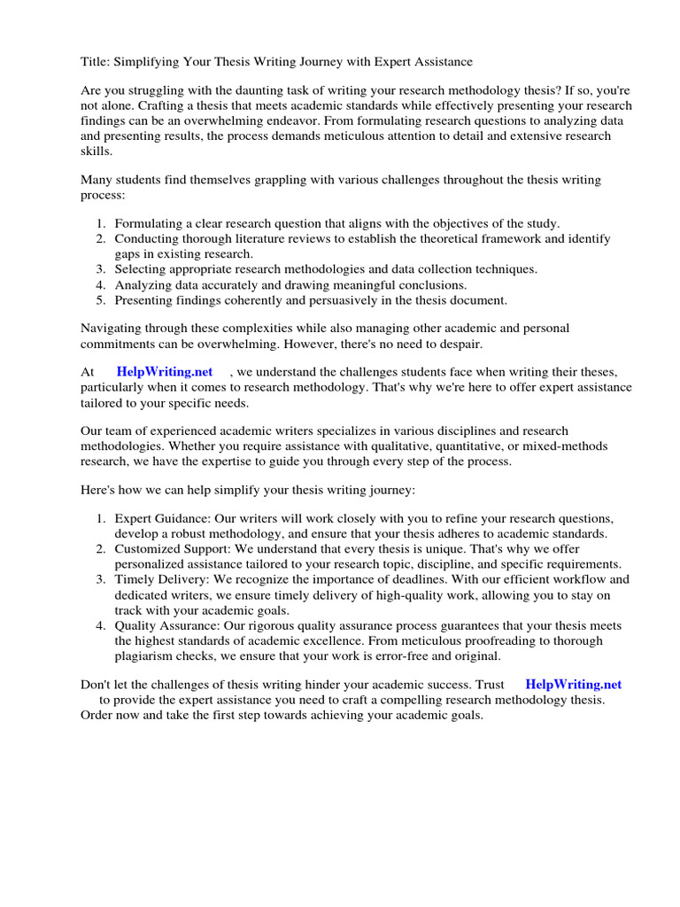 Research Methodology Thesis PDF | PDF | Methodology | Scientific Method