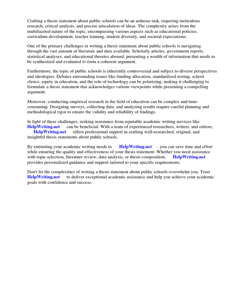 Thesis Statement About Public Schools | PDF | Essays | Thesis
