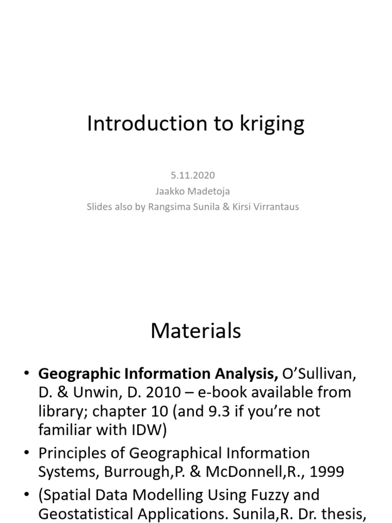 Lecture 4 Introduction To Kriging Download Free Pdf Spatial