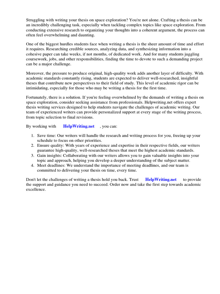 Synthesis Essay On Space Exploration | PDF