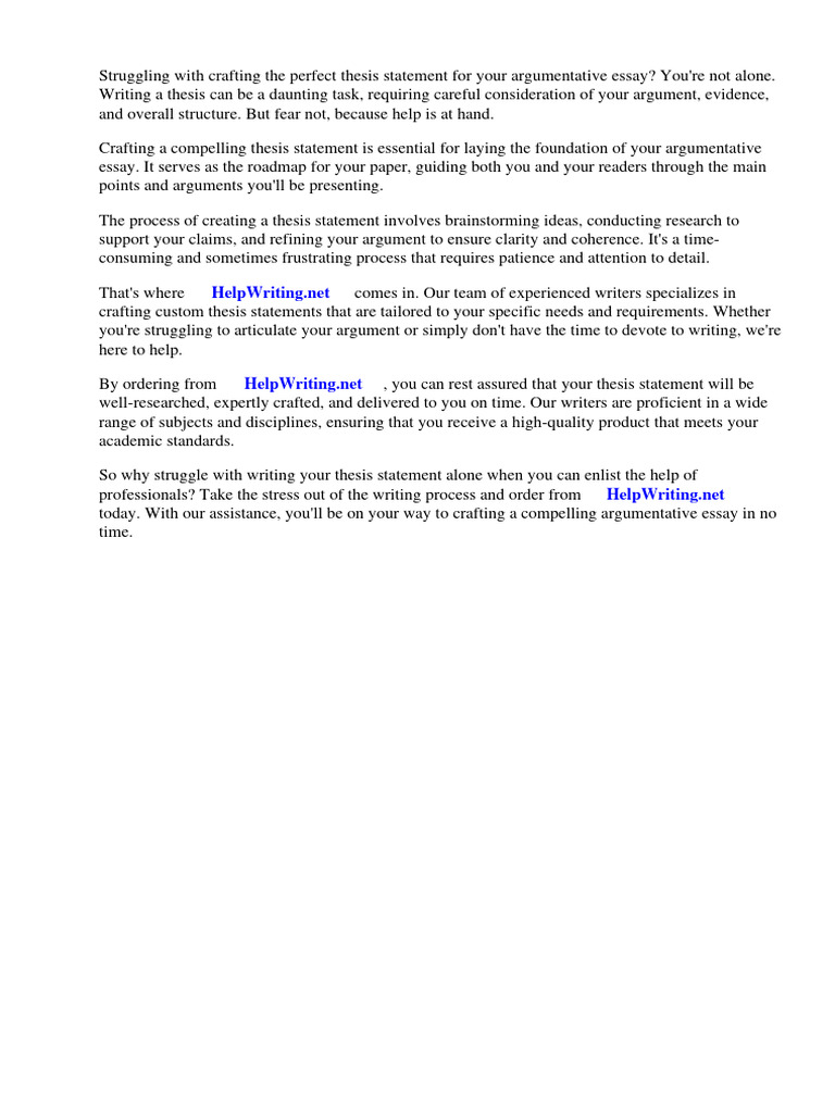 How To Start A Thesis Statement For An Argumentative Essay | PDF ...
