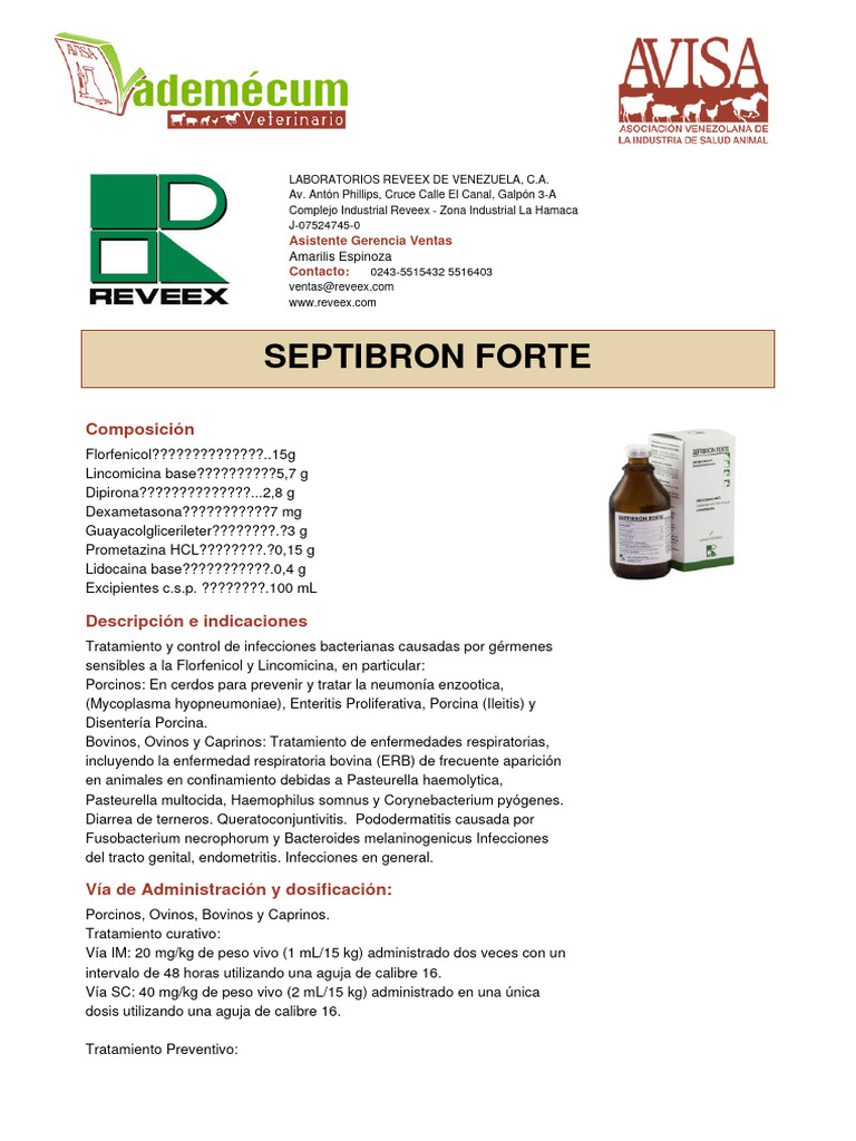 Septibron Forte 100ml INYECTABLE | PDF | Microbiología | Cuidado de la ...