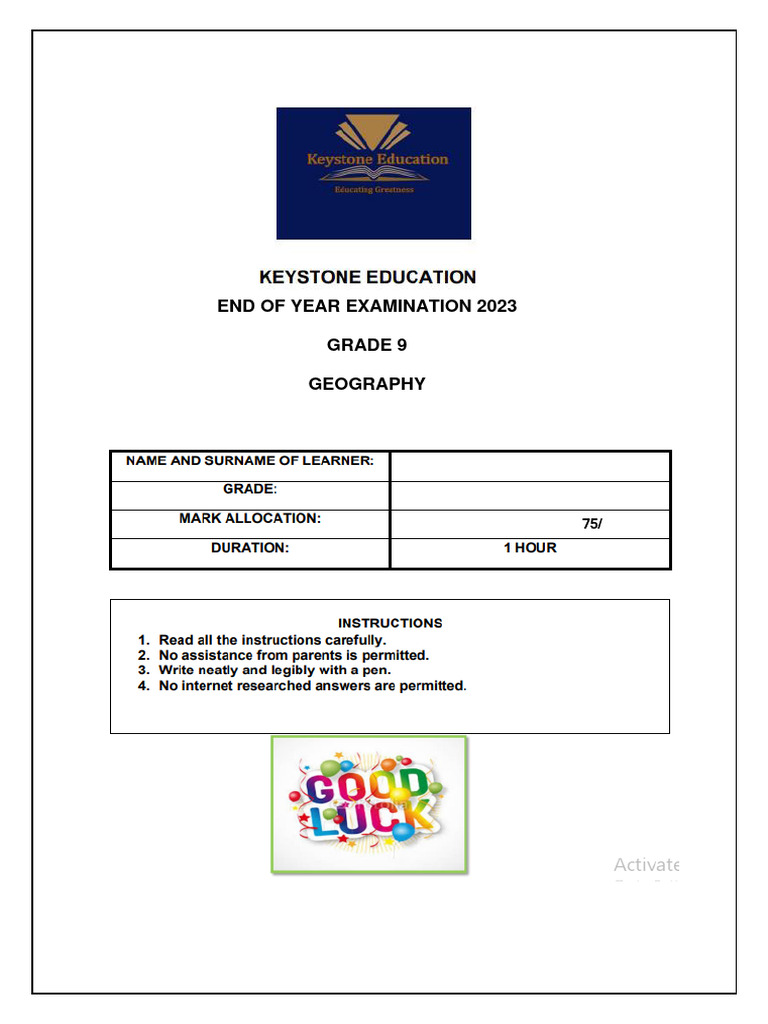 Grade 9 Geography Exam Paper 2023 | PDF | Climate Change | Carbon Footprint