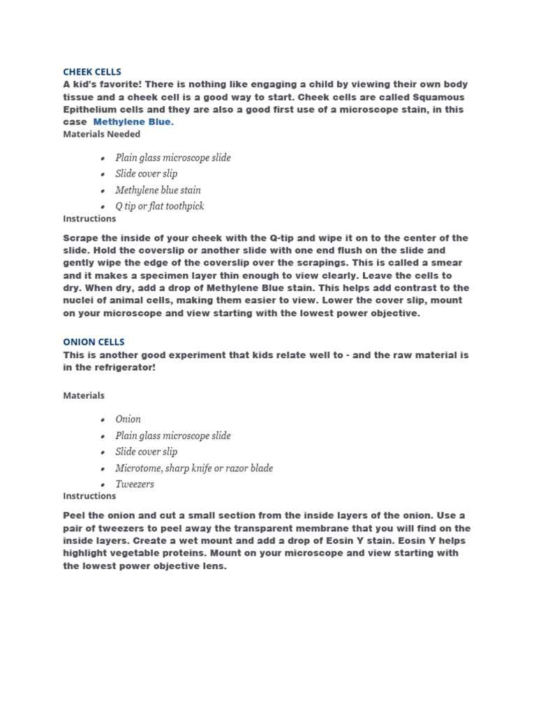 Cheek Cell Microscopy Activity for Kids | PDF | Home & Garden | Self ...