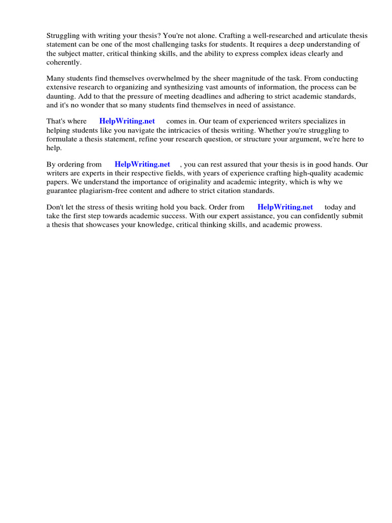Please Write Out Your Proposed Thesis Statement | PDF | Essays | Thesis