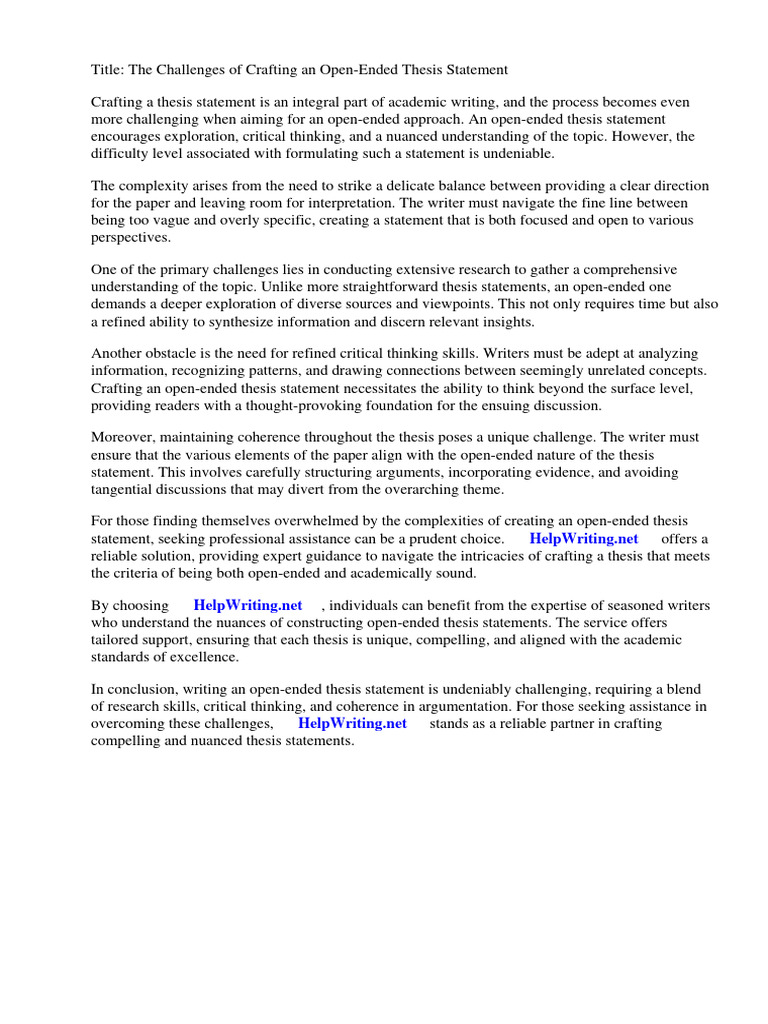 How to Write an Open Ended Thesis Statement | PDF