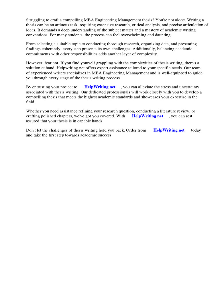 MBA Thesis Help for Engineers | PDF | Engineering | Thesis