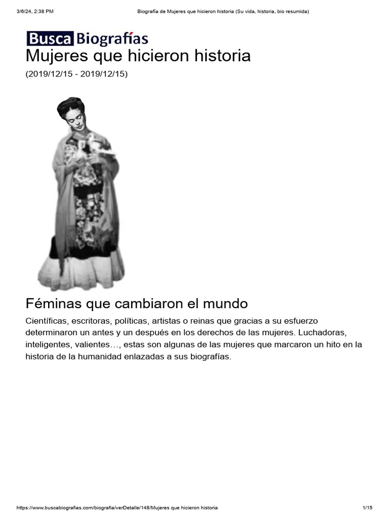Biografía de Mujeres Que Hicieron Historia | PDF | Cleopatra