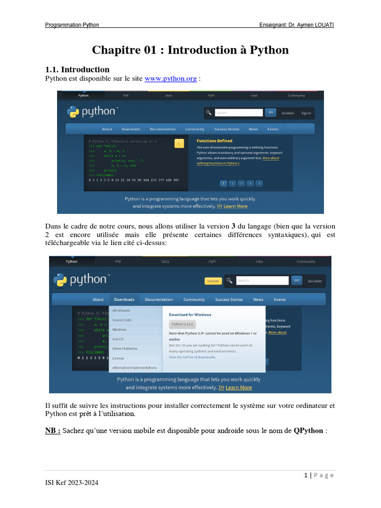 Cours Python 2024 Part_1 | PDF