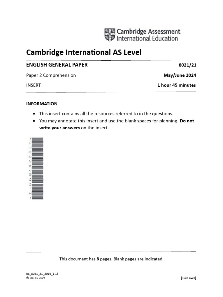 Cambridge International AS Level: English General Paper | PDF | Sat ...
