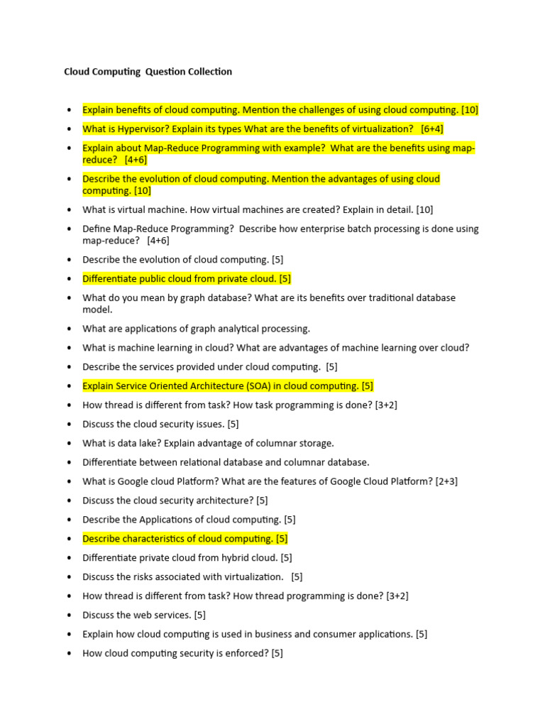 Question Collection | Download Free PDF | Cloud Computing | Map Reduce