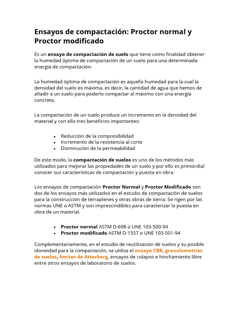 Ensayos de Compactación Proctor Normal y Modificado ASTM D-698 D-1557 ...