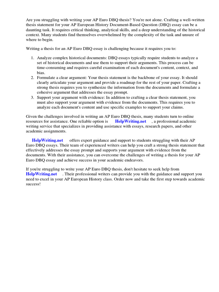 How To Write An AP Euro DBQ Thesis | Download Free PDF | Essays