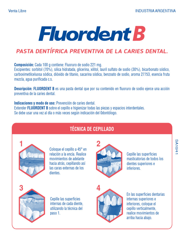 Prospecto Fluordent b | PDF | Odontología | Medicina CLINICA