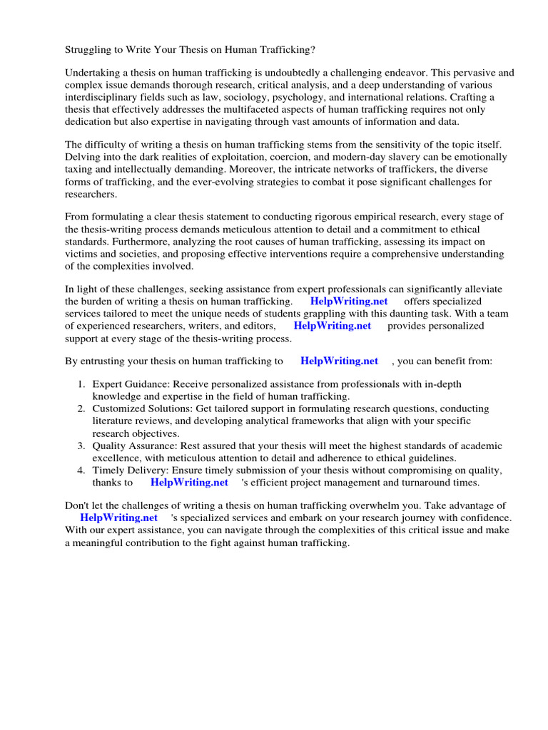 Thesis Human Trafficking | PDF | Human Trafficking | Sex Trafficking