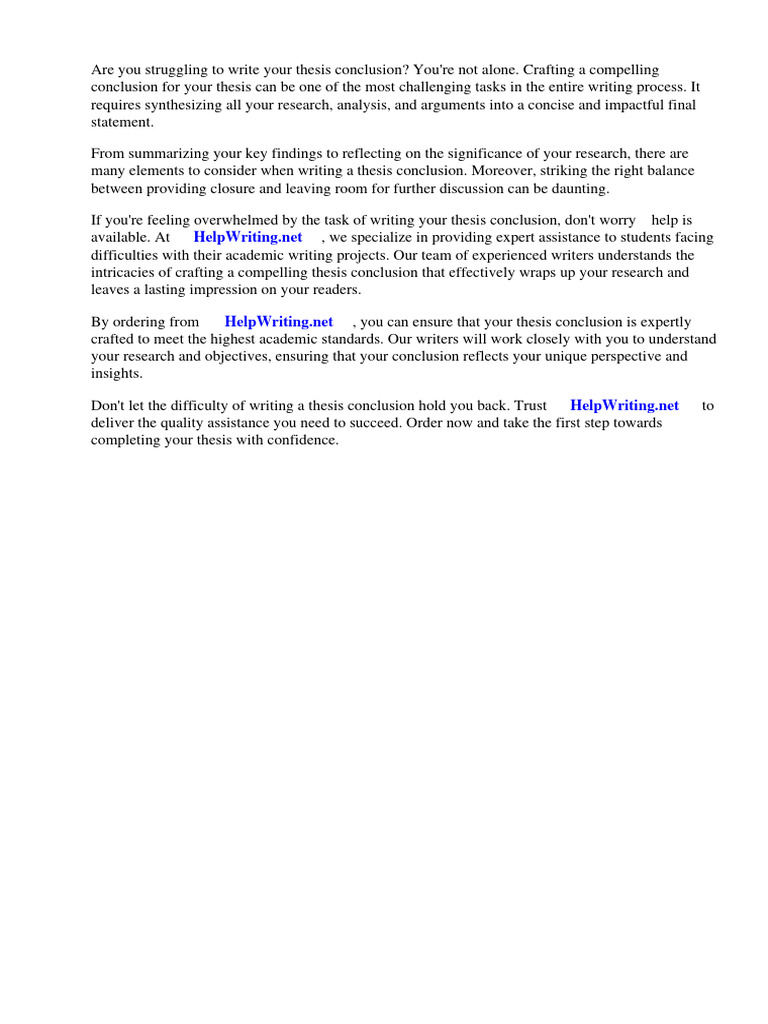 Thesis Conclusion Sample PDF | PDF