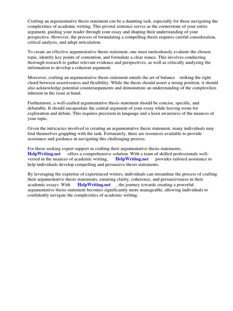 How To Create An Argumentative Thesis Statement Pdf Essays Argument