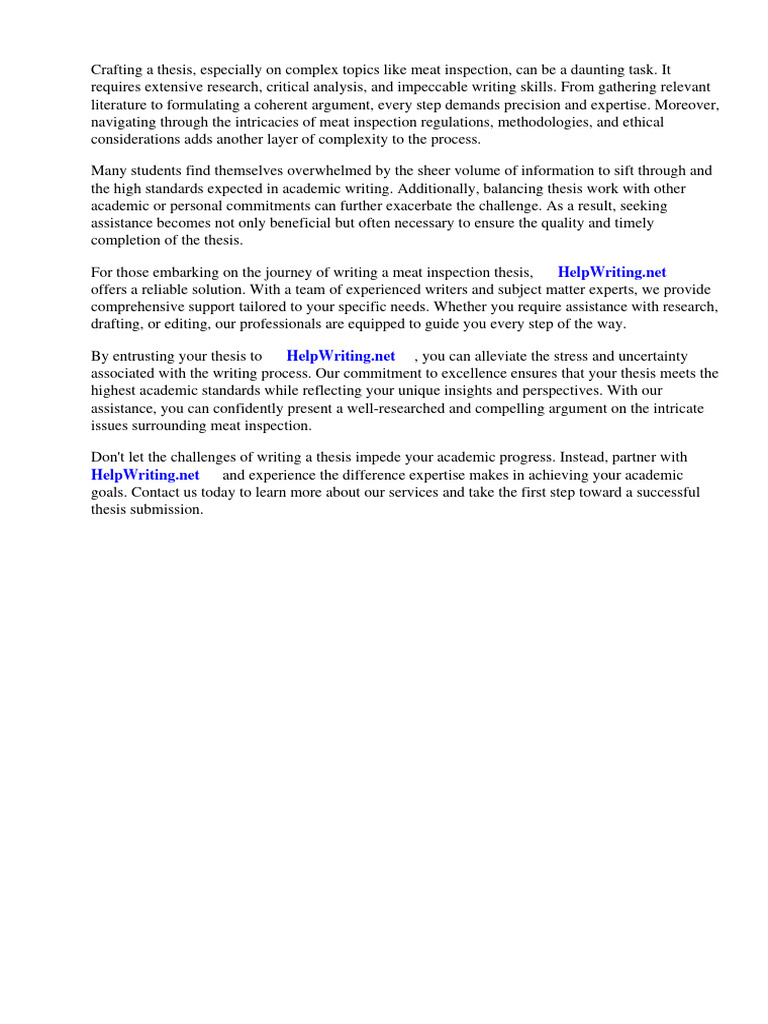 Meat Inspection Thesis | PDF | Meat | Beef