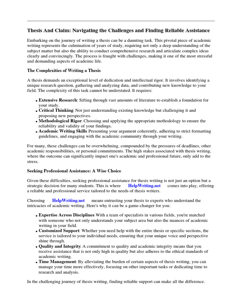 Thesis and Claim | PDF | Essays | Thesis