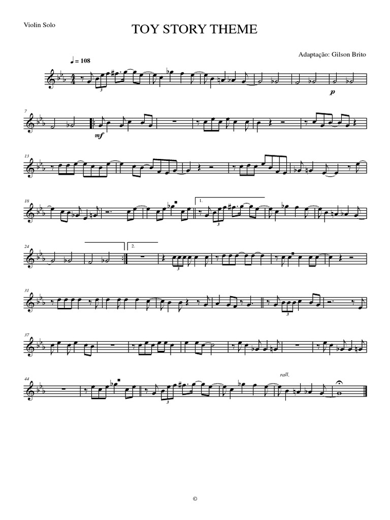 TOY STORY THEME - Violin Solo | PDF