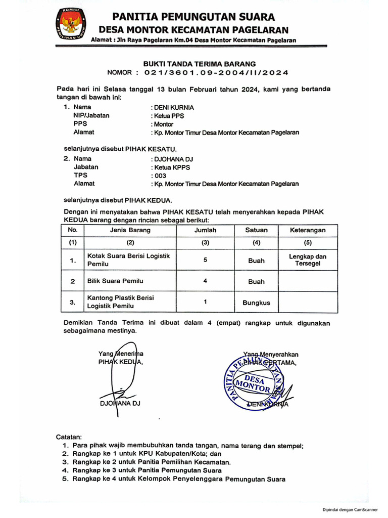Tanda Terima Dari PPS Ke KPPS - 3 | PDF