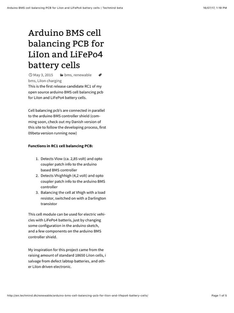 DIY Arduino BMS for Battery Cells | PDF | Lithium Ion Battery | Arduino