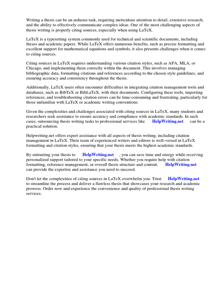 Citing Thesis Latex | PDF | Citation | Apa Style